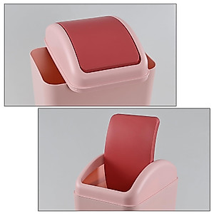 Dehouse 10 L/2.6 Gallon Trash Can with Swing-Top Lid, Plastic Swing-Top Trash Can, Pink