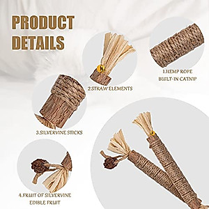 KINBOM 4pcs Cat Chew Toys Natural Silvervine Cat Dental Chew Sticks Cleaning Teeth Chew Catnip Toys for Cat Treat Cat Lick