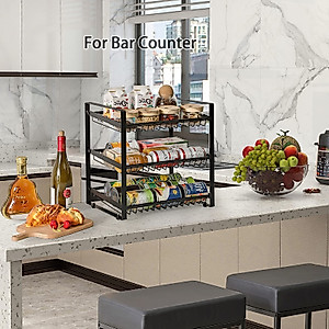 YMYNY 3-Tier Can Rack Organizer, Multifunctional Can Storage Dispenser, Holds Up to 36 Cans, Stacking Rack Holder for Kitchen Cabinets, Countertops, Pantry, Small Spaces, Black, HSR001H