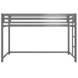 DHP Mabel Twin Metal Junior Loft Bed in Silver