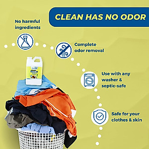 Sports Laundry Odor Eliminator, Liquid, 15 Loads | Remove Sweat Odors from Workout Clothes, Sports Uniforms, Everyday Use, etc. | Unscented and Safe to Use in Any Washing Machine