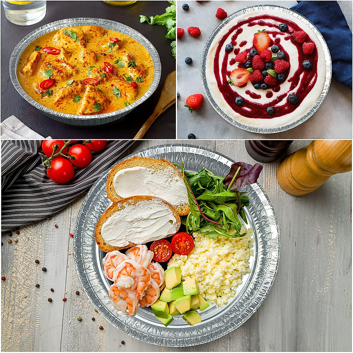 RTUDOPUYT 9 Inch Disposable Pie Pans, 15pc Aluminum Foil Pie Tins, Aluminum Foil Pans for Tart Baking, Storing, Serving & Reheating - Standard Size