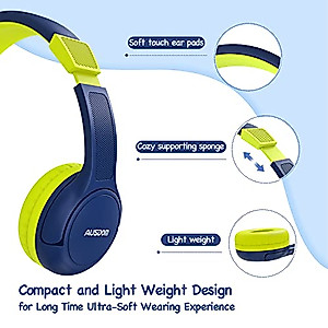 AUSDOM Kids Headphones, Wired Headphones for Kids with Microphone On Ear Kids Headphones for School Kids Headset Volume Limiter 85dB Tangle-Free 3.5mm Jack for iPad, Tablet, Boys, Girls, School,Green