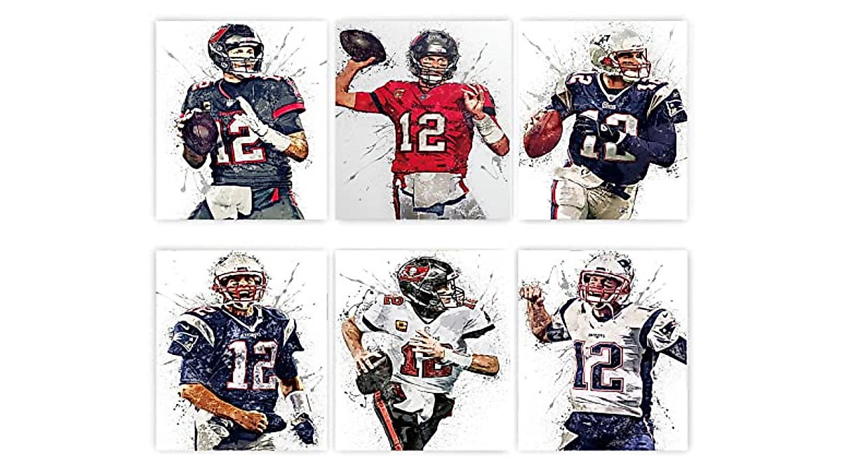 Football Wall Art Prints - Set of 6 Vibrant Sports Posters for Home