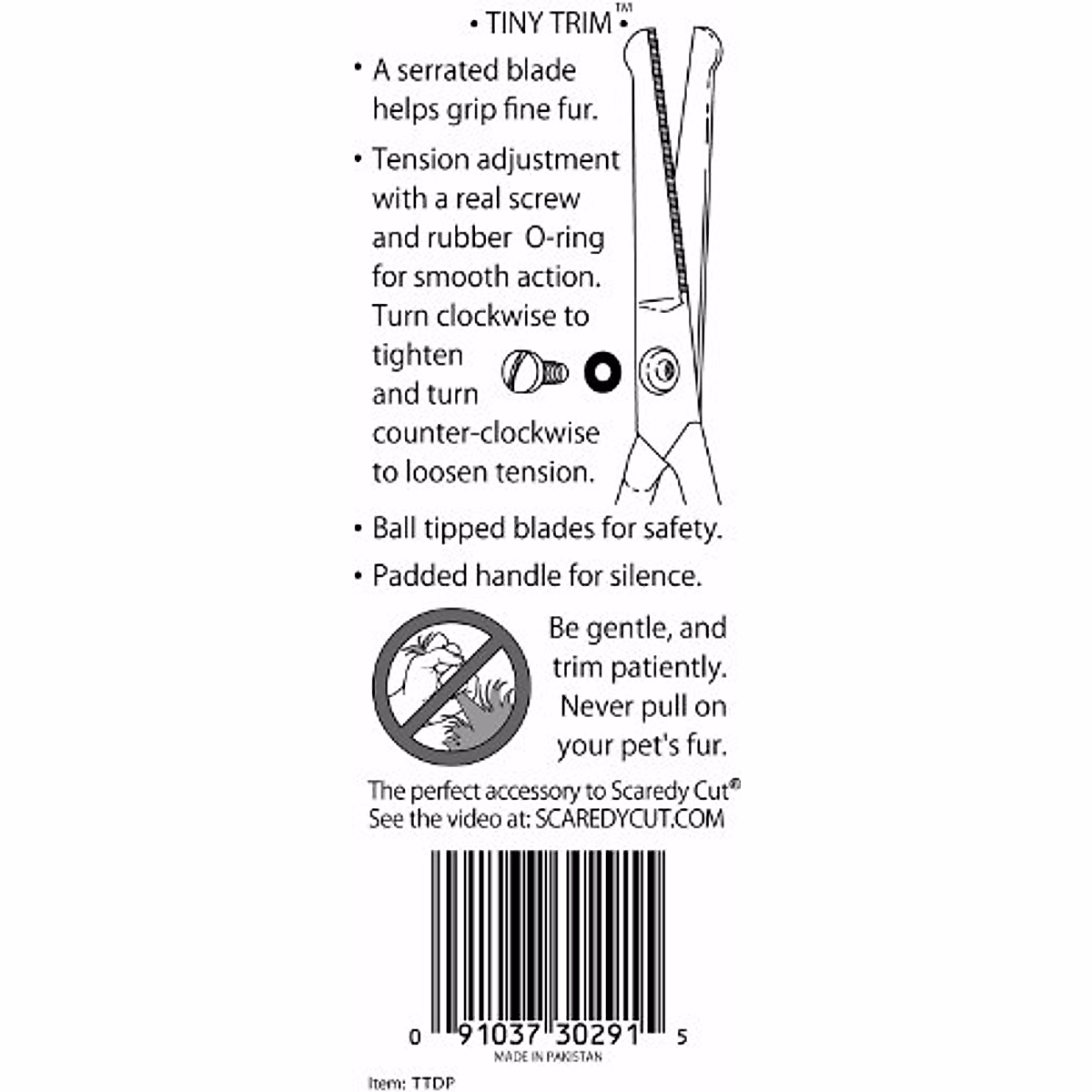 Tiny Trim 4.5" Ball-Tipped Scissor for Dog, Cat and all Pet Grooming - Ear, Nose, Face & Paw - Scaredy Cut's small Safety Scissor