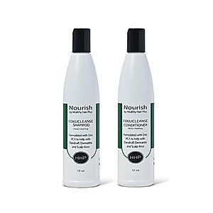 Healthy Hair Plus Follicleanse Shampoo (12oz) & Conditioner (12oz) Combo for Itchy, Oily and Smelly Scalp - Zinc PCA Formula