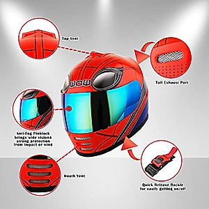 WOW Motorcycle Full Face Helmet Street Bike BMX MX Youth Kids Spider Red