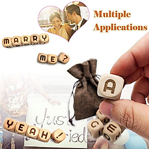 20MM Creative Wooden Letter Dice Set, 5 Pieces Laser Engraved A-Z Pattern Cube Rolling Dices for Party Game