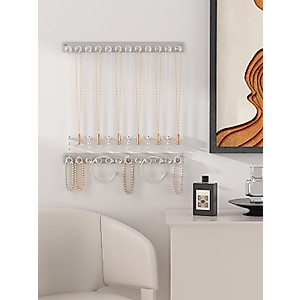 LongMen Acrylic Necklace display for Women,Necklace Holder Organizer for Girls,Jewelry Organizer Hanging with 12 Hooks,Jewelry Hangers for Necklace (2)