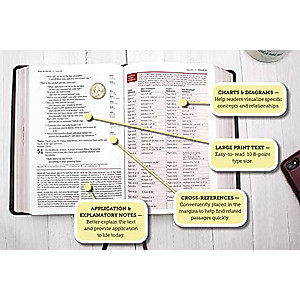 NIV, Life Application Study Bible, Third Edition, Large Print, Bonded Leather, Brown, Red Letter, Thumb Indexed