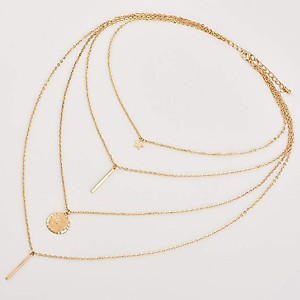 Chmier Bohemia Layered Choker Necklace Star Choker Gold Coin Necklace Bar Pendant Necklace Lariat Y Necklace