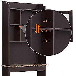 Yaheetech Over The Toilet Cabinet Space-Saving - Bathroom Free-Standing Cabinet w/Adjustable Shelves, 7.5in Dx 23.2in W x 68.9in H