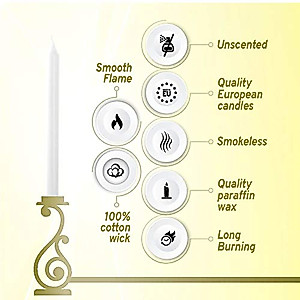 BOLSIUS White Dinner Candles - 10 Pack Unscented 9 Inch Straight Taper Candle Set - 8 Hour Burn Time - Premium European Quality - Smokeless And Dripless Household, Spa, Wedding, And Party Candlesticks