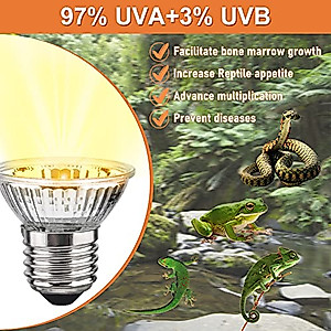 Pilarmuture 2PCS 75W Reptile Heat Lamp, UVA UVB Full Spectrum Reptile Turtle Heating Lamp Bulbs E27 Sunbathe Heat Lamp Basking Bulb for Reptile Amphibian Turtle Lizard (with 2Pcs Coconut Tree)