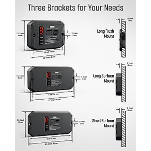 RV Propane Gas Detector, GasDoc Propane Gas Detector with 85dB Audible & Visual Alarm, for Natural Gas or Propane in RV or Motorhome, DC 12V, 3 Brackets (Long & Short, Surface & Flush) - Black