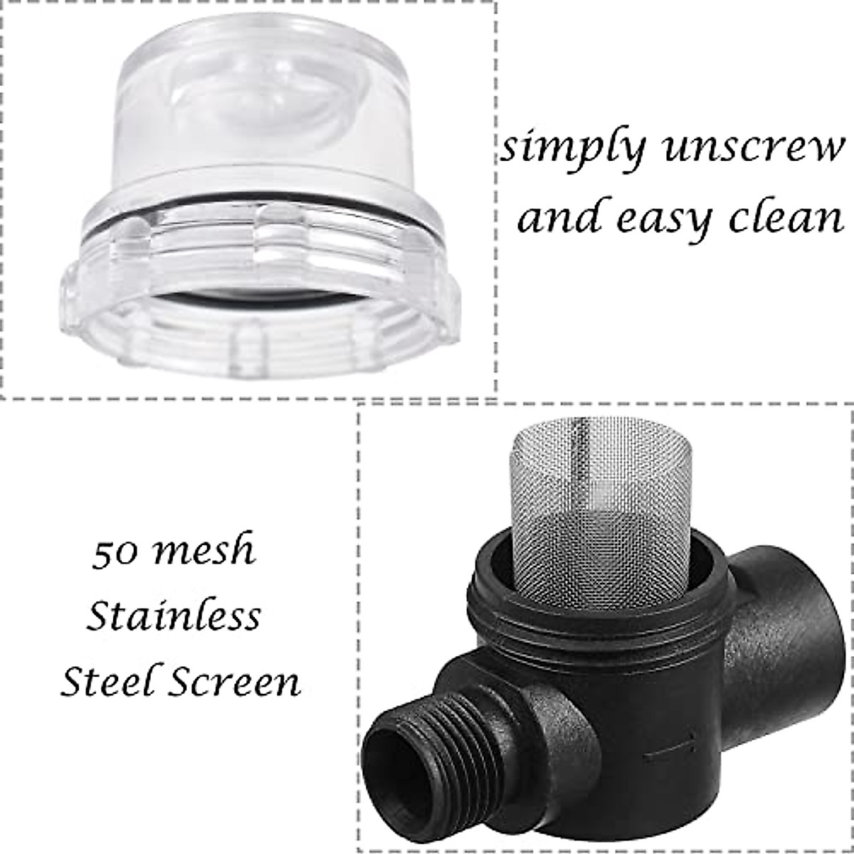 MiDube 1 Pack Water Pump Strainer Filter RV Replacement 1/2＂Twist-On Pipe Strainer Sediment Filter Compatible for WFCO or Shurflo Pumps