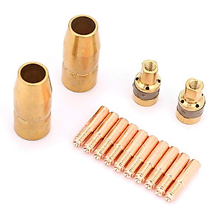 14pcs Welding Torch Accessory Welding Set Nozzle Contact Tip Mig Parts Fit Miller (2pcs 169715+2pcs 196716+10pcs 000067)