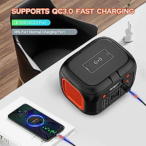 Portable Power Station 97Wh Power Bank 26400mAh Battery Pack Fasting Charging 150W AC Outlet Solar Generators with Wireless Charging Battery Bank LED Flashlight Power Supply for Camping RV Emergency