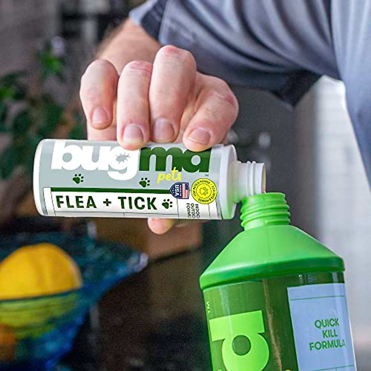 BugMD Flea and Tick Concentrate (3.7 oz)- Essential Oil-Powered Formula, Controls Fleas, Ticks, Mites in Dogs, Cats, and Other Furred Animals, Spray on Pet Beds, Kennels