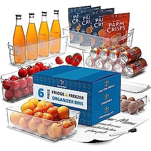 STORAGEBUD Fridge Organizer - 6 Pieces refrigerator organizer bins - Pantry Organization and Storage for Fridge & Refrigerator- BPA Free Freezer Organizer Bins