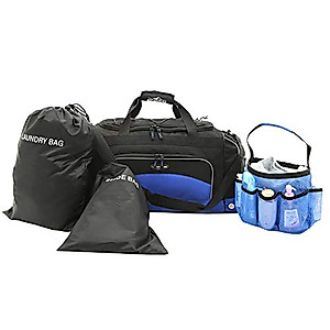 Travelers Club Gym Duffel and Accessory, Blue, 4 Piece Set