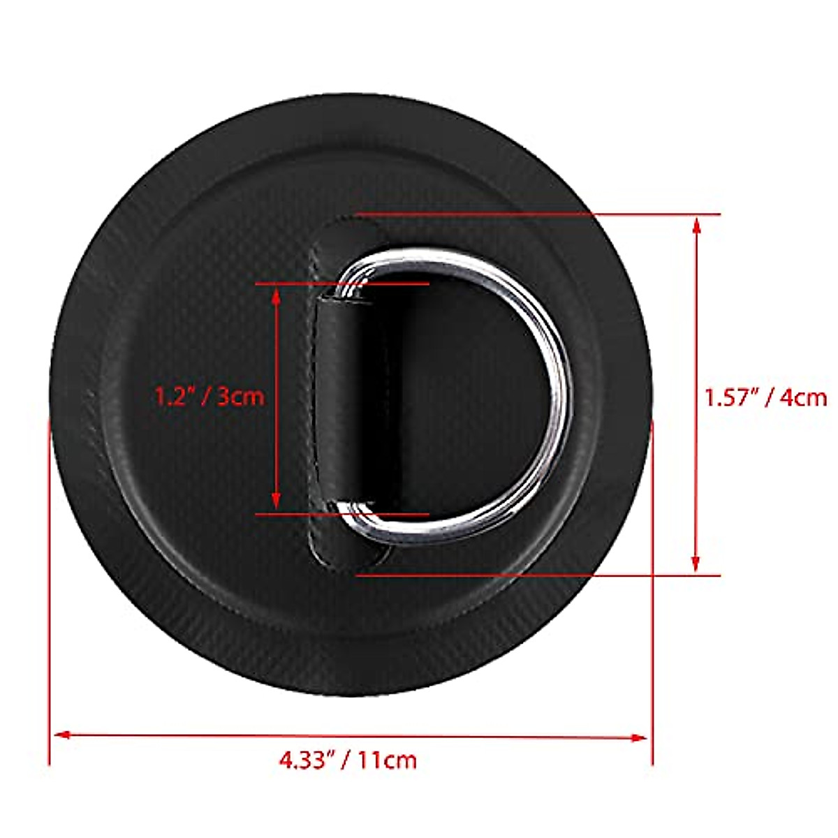TOBWOLF 6 Pack 4.33" / 11cm Stainless Steel D-Ring Patch for Inflatable Boat Kayak Dinghy SUP, Circular D-Ring PVC Patch Stand-Up Paddleboard Canoe Rafting Accessories, NO Glue Included - Black