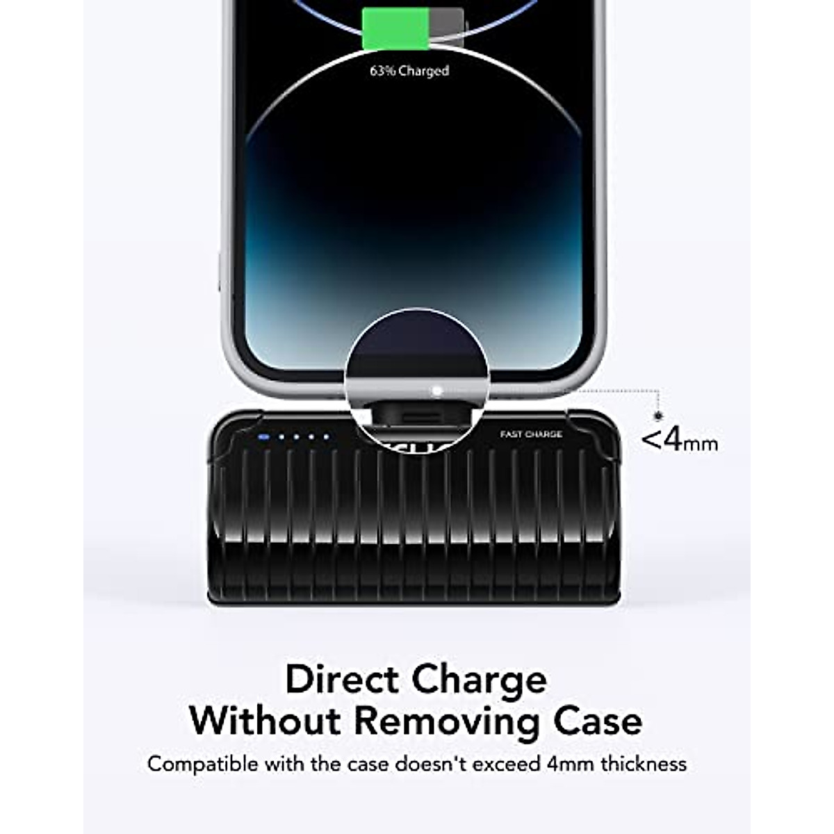 Mini Portable Charger For iPhone,VRURC Power Bank 5000mAh,PD 20W Fast Charging Slim Rechargeable Battery Compatible With iPhone 14/14 Plus/Pro/Max/13 Mini/13/Pro/Max/12/12 Mini/12 Pro/11 Pro Max-Black