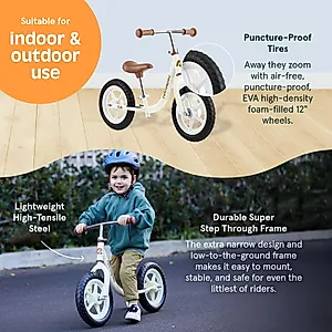 Cub Toddler 12" Balance Bike, 18 Months - 5 Years Old, No Pedal Beginner Kids Bicycle For Girls & Boys, Flat-Free Tires, Adjustable Seat, & Durable Frame