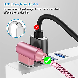 finekeep iPhone Charger Cord 3 FT, MFi Certified iPhone Charger Cable Short Lightning Cable 90 Degree Fast Data Cable Nylon Charging & Syncing Cord for iPad/iPhone13/12/11/XR/XS/Max/X(Pink), 3FT