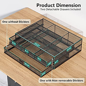 WALI Metal Mesh Monitor Riser Desktop Stand with Storage Drawers for Computer, Laptop, LED, LCD, OLED Flat Screen Display, and Printer (STT006-B), Black