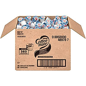 Nestle Coffee mate Coffee Creamer, French Vanilla, Liquid Creamer Singles, Non Dairy, No Refrigeration, Box of 360 (Pack of 2)