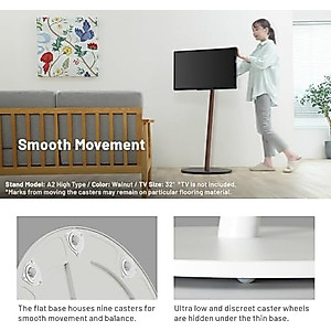 WALL A2 High Type | Japanese Rolling Portable Free-Standing 24-55 Inch Universal TV Stand with Concealed Caster Wheels | Satin White