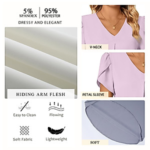 Anyally Women's Summer Spring Dressy Casual Chiffon Blouses Short Sleeve Tunic Tops for Leggings T-Shirts, XL Khaki