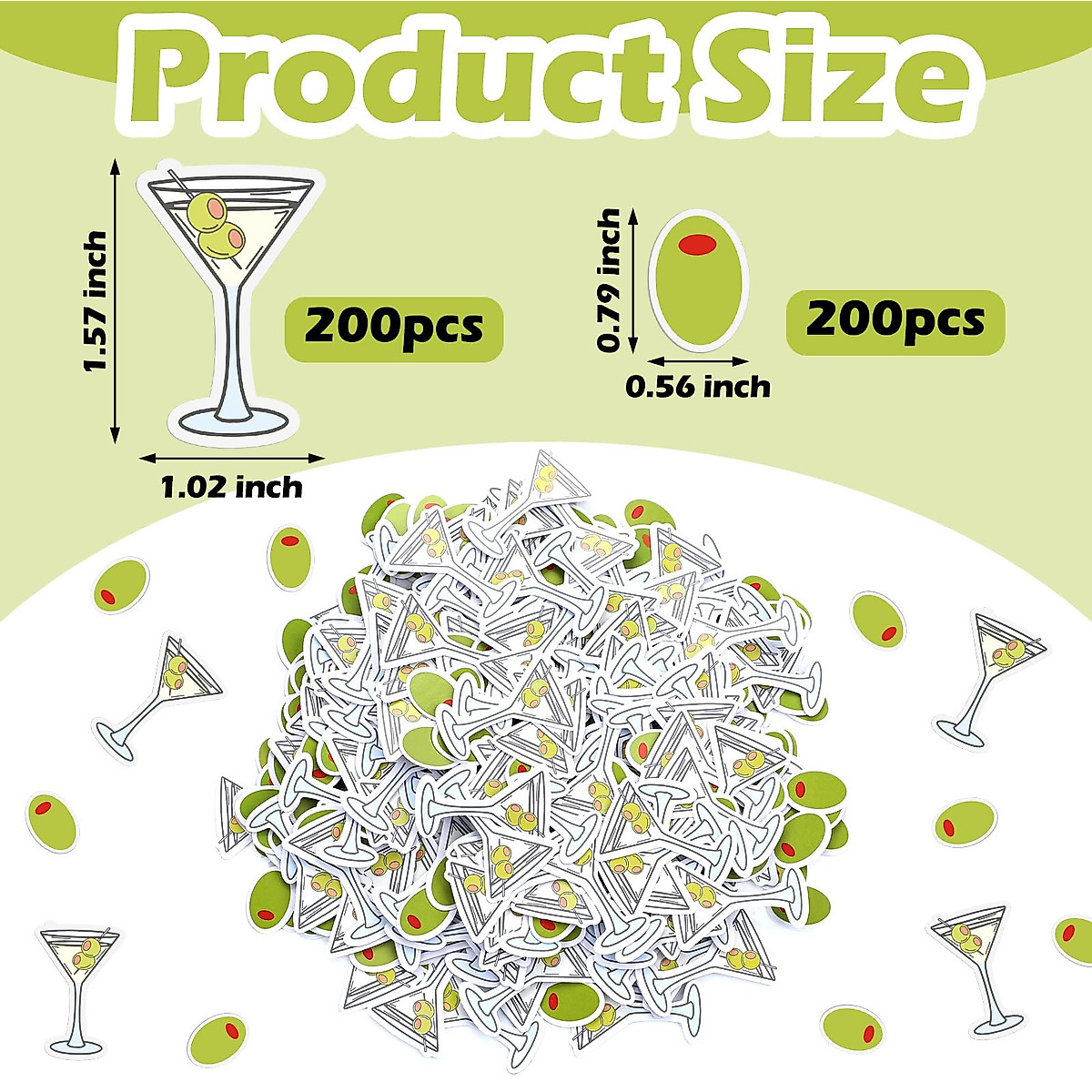 Watersay 400 Pcs Martini Birthday Party Confetti Martini Themed Bachelorette Confetti Bikinis and Martini Cups Confetti for Bridal Shower Engagement Bachelorette Party Supplies