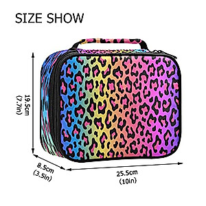 xigua Neon Rainbow Leopard Print Double Zipper Colored Pencil Case 96 Slots Pen Pencil Bag Large Capacity Pencil with Handle Strap Colored Pencil Box