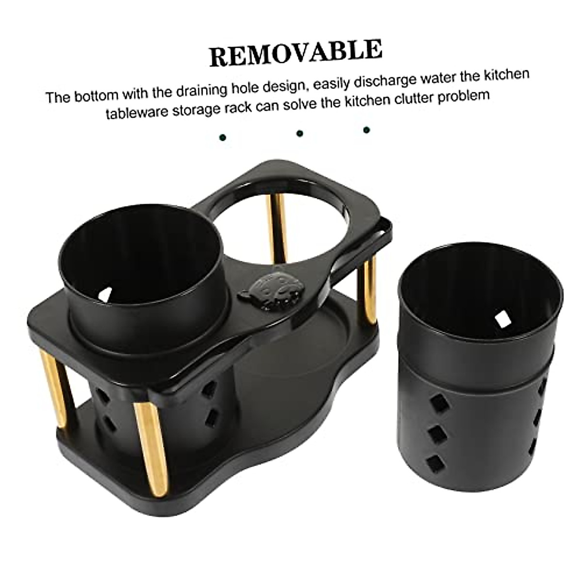 HEMOTON 6 pcs Silverware Kitchen Multi-function Steel Draining Flatware Chopstick Metal Double-grid Spoons Holder Fork Drain Chopsticks Tableware Utensil Stainless Crock Containers for