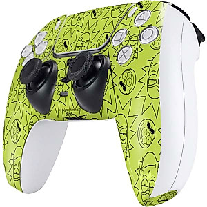 Skinit Gaming Decal Skin Compatible with PS5 and Compatible with PS5 Digital Edition DualSense Controller - Officially Licensed Warner Bros Rick and Morty All Over Print Design