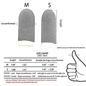 Silver Fiber 100%, 0.01"(0.5mm) Ultra-Thin, PUBG Mobile Finger Sleeve Anti-Sweat Breathable for High-Ranking Players Mobile Game Streamer iPhone/iPad/Android Size: M(6P)