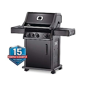 Napoleon Rogue XT 425 BBQ Grill, Black, Propane Gas - RXT425SIBPK-1 With Three Burners, Infrared Sear Station Side Burner, Barbecue Gas Cart, Folding Side shelves, Instant Failsafe Ignition