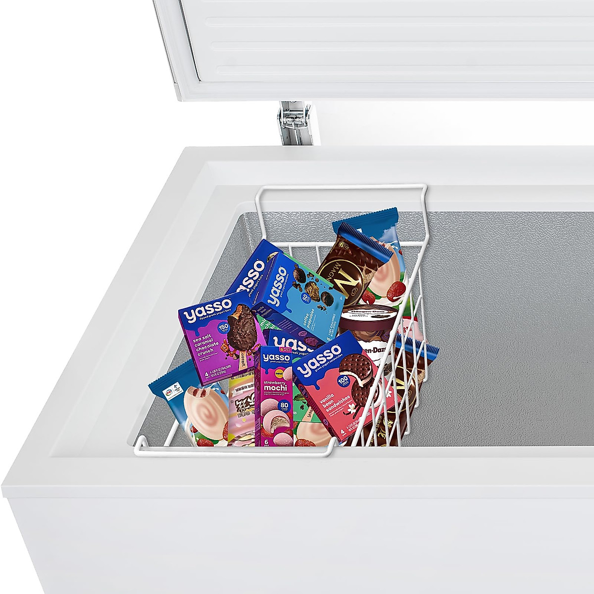 Orgneas 17.5 Inch Freezer Organizer Bins for Chest Freezer Refrigerator Basket Storage Rack Bins Deep Freezer Metal Wire Baskets 2Packs