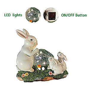 Solar Powered Family of Bunnies Outdoor LED Garden Light Decor, Garden Ornament (Bunnies Family on a Lawn)