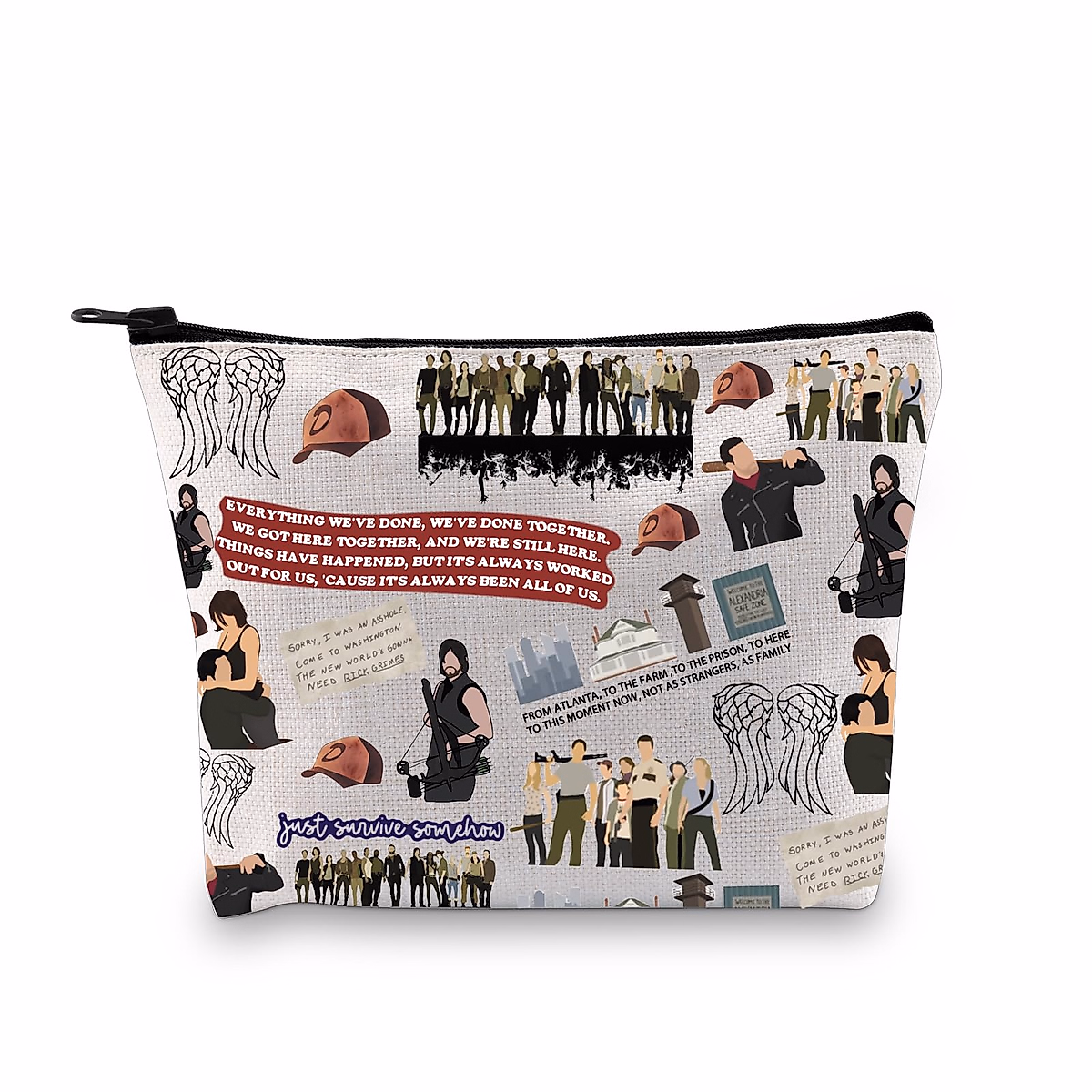 XYANFA Walking-d Zombie TV Inspired Makeup Bag Zombie Daryl D Fan Gift TV Show Lover Zipper Pouch (EVERYTHING WE'VE DONE)
