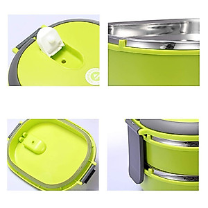 ZLDGYG Stackable Stainless Steel Thermal Compartment Lunch Box | 2-Tier Insulated Bento Box (Color : C)