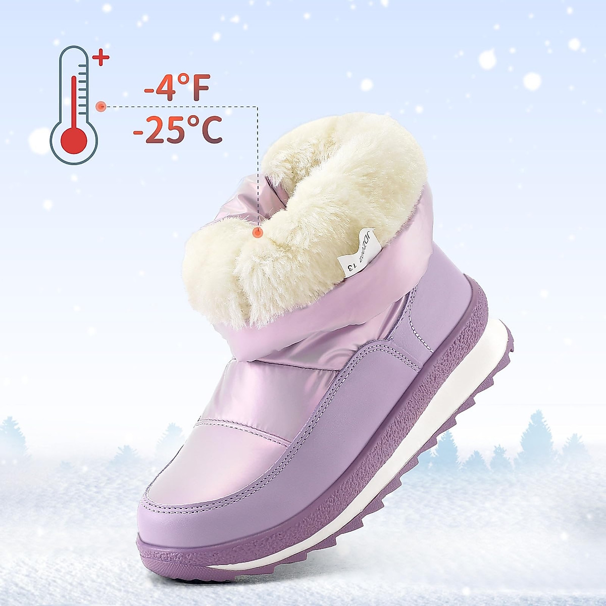 K KomForme Kids Snow Boots for Boys Girls Toddler Winter Outdoor Boots Waterproof with Fur Lined (Toddler/Little Kid/Big Kid)