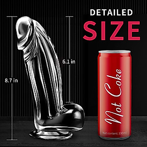 Huge Thick Clear Dildo Sex Toy - 8.7 Inch Big Penis Dildos with Strong Suction Cup for Hands-Free Play, 2'' Diameter Anal Dildo Vagina G Spot Stimulator Adult Sex Toys for Women Pleasure(L)