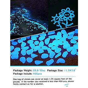 【400 Pcs】 Glow in The Dark Rocks,Glowing Stones Garden Glow in The Dark Pebbles Outdoor Decorative Stones Small Patio Decor Garden Decorations