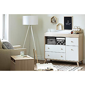 South Shore Yodi Changing Table with Drawers, Soft Elm and White