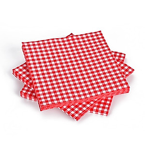Gatherfun Disposable Red and White Gingham Paper Napkins (Pack of 50)