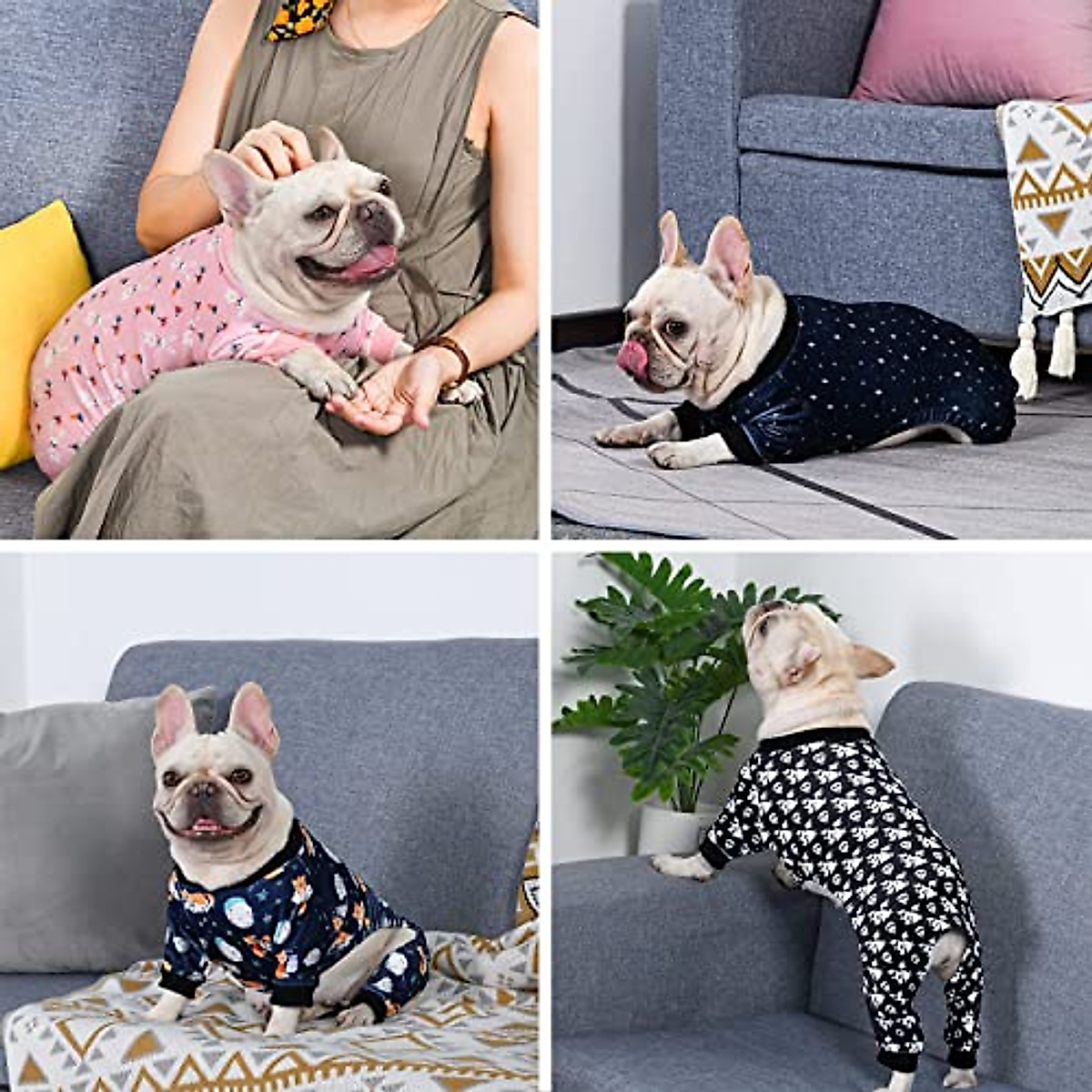 PetBonus Dog Pajamas, Soft and Stretchy Dog Clothes, Easy Wearing Dog Pjs Shirts Dog Jammies, Adorable Small Dog Onesie, Cute Pet Jumpsuits for Puppy, Doggie (L, Skull)