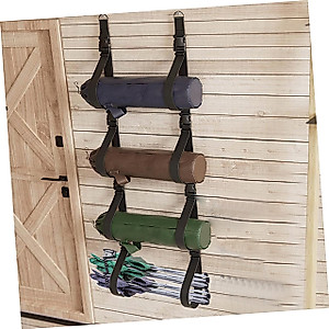 Gogogmee 2pcs Black Hanging Strap with Buckles Polyester Garage Storage Rack Adjustable Wall-Mounted Storage Strap Folding Chair Rack